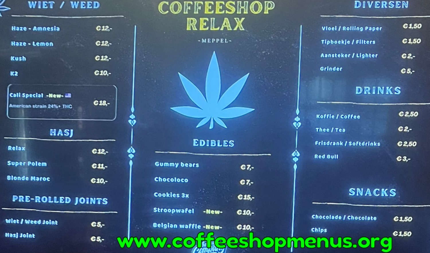 Relax Latest Menu - coffeeshopmenus.org