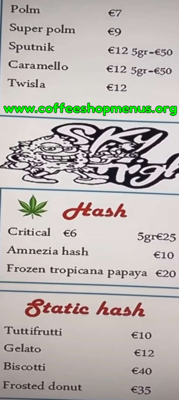 Sky High Latest Menu - coffeeshopmenus.org