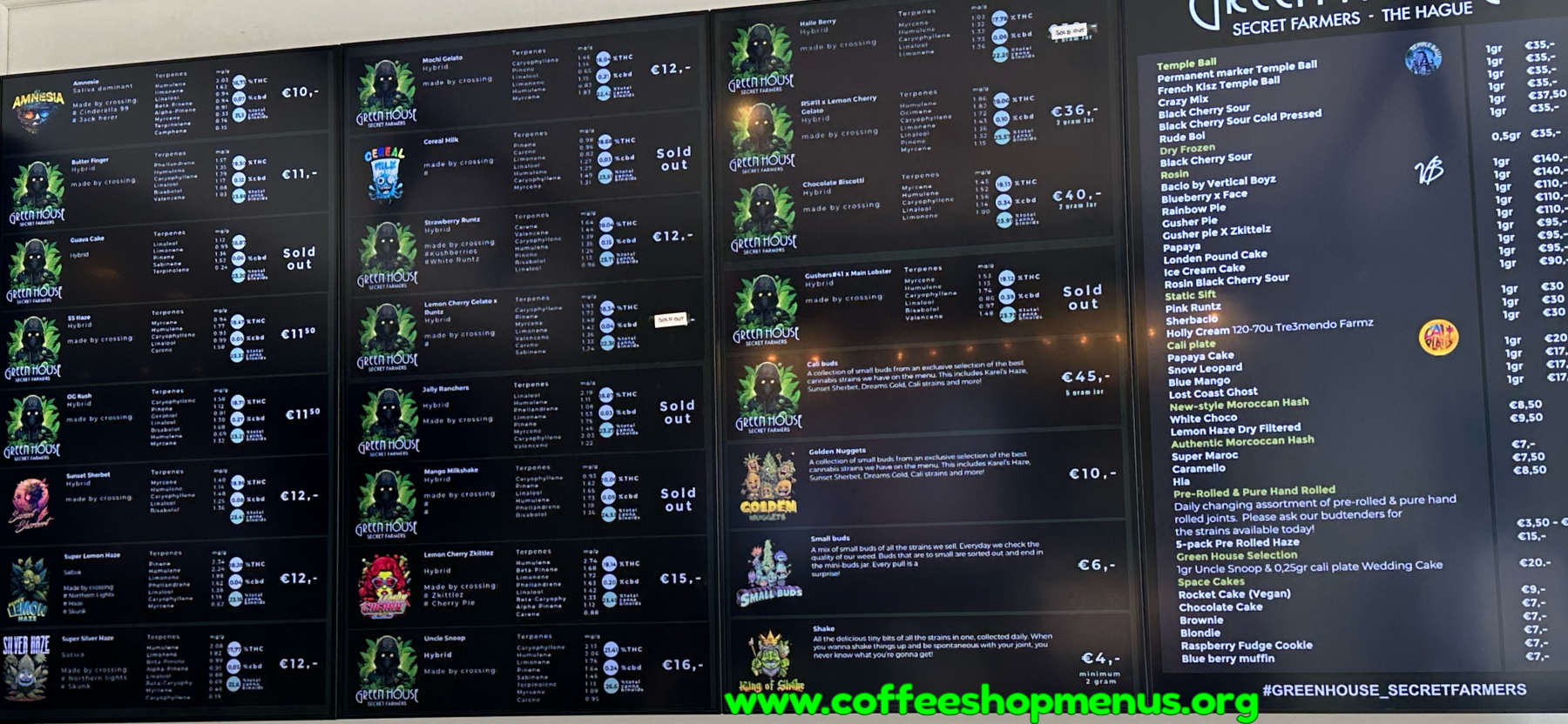 Green House Secret Farmers Latest Menu - coffeeshopmenus.org