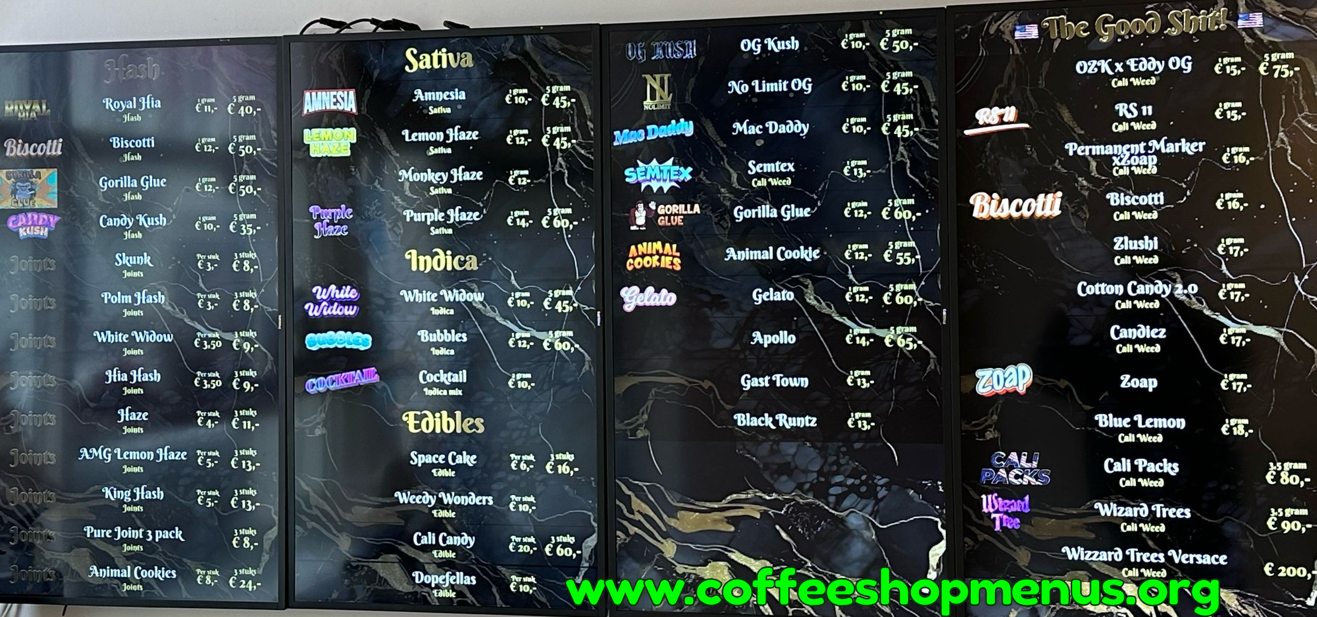 No Limit Menus archive - coffeeshopmenus.org