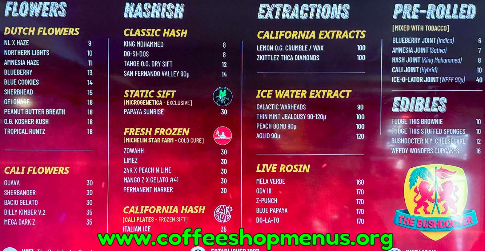 Bushdocter Latest Menu - coffeeshopmenus.org