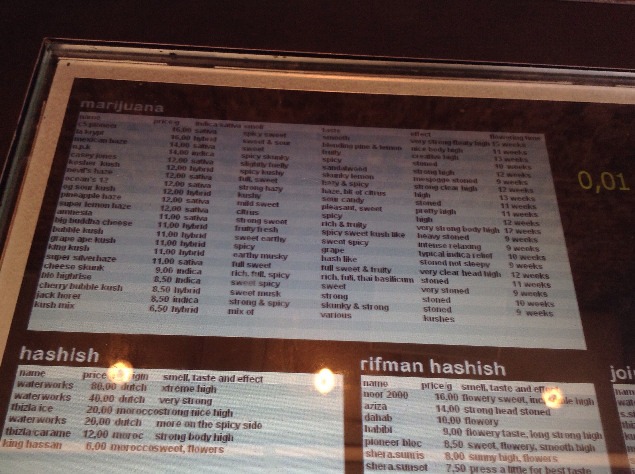 Dampkring 2 Menus archive - coffeeshopmenus.org