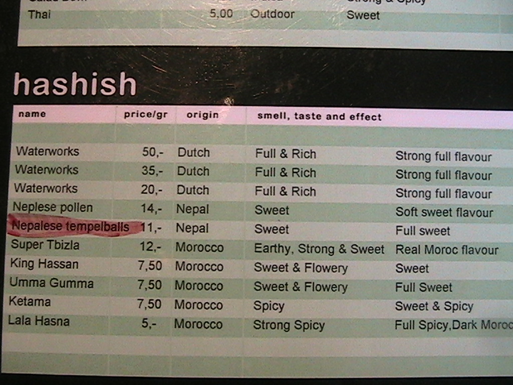 Dampkring 2 Menus archive - coffeeshopmenus.org