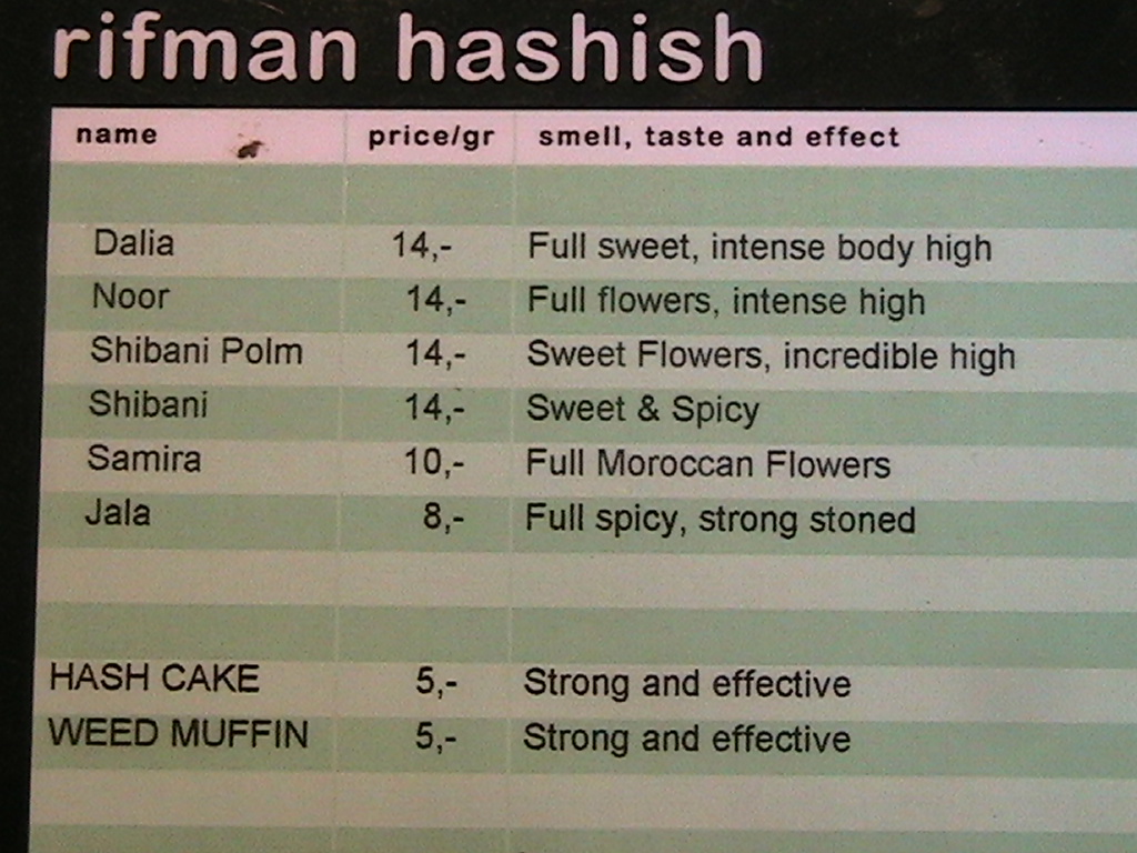 Dampkring 2 Menus archive - coffeeshopmenus.org