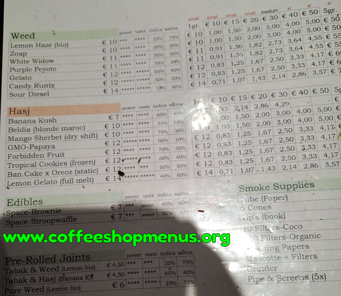 Flower Power Menus archive - coffeeshopmenus.org