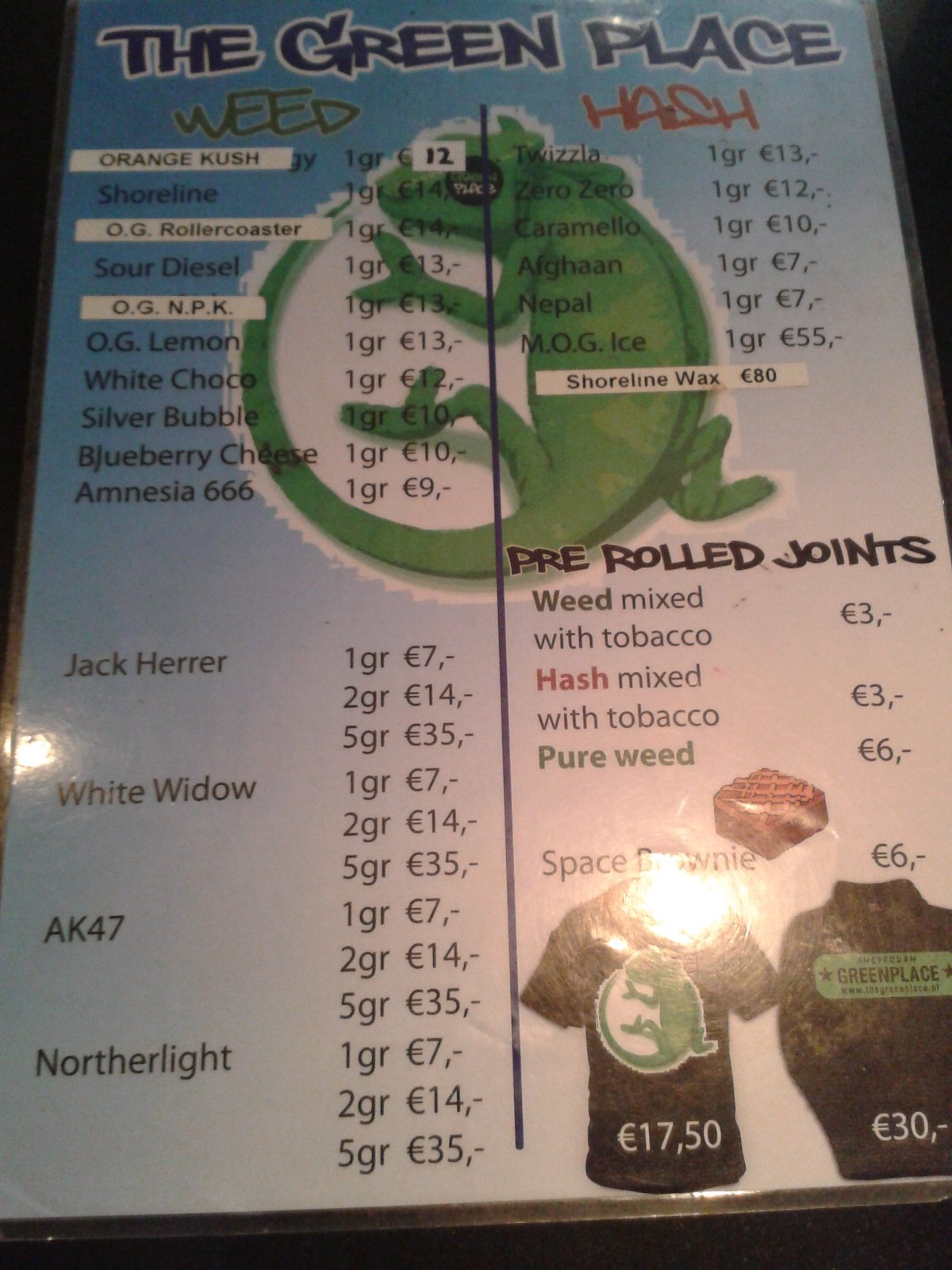 Green Place Menus archive - coffeeshopmenus.org