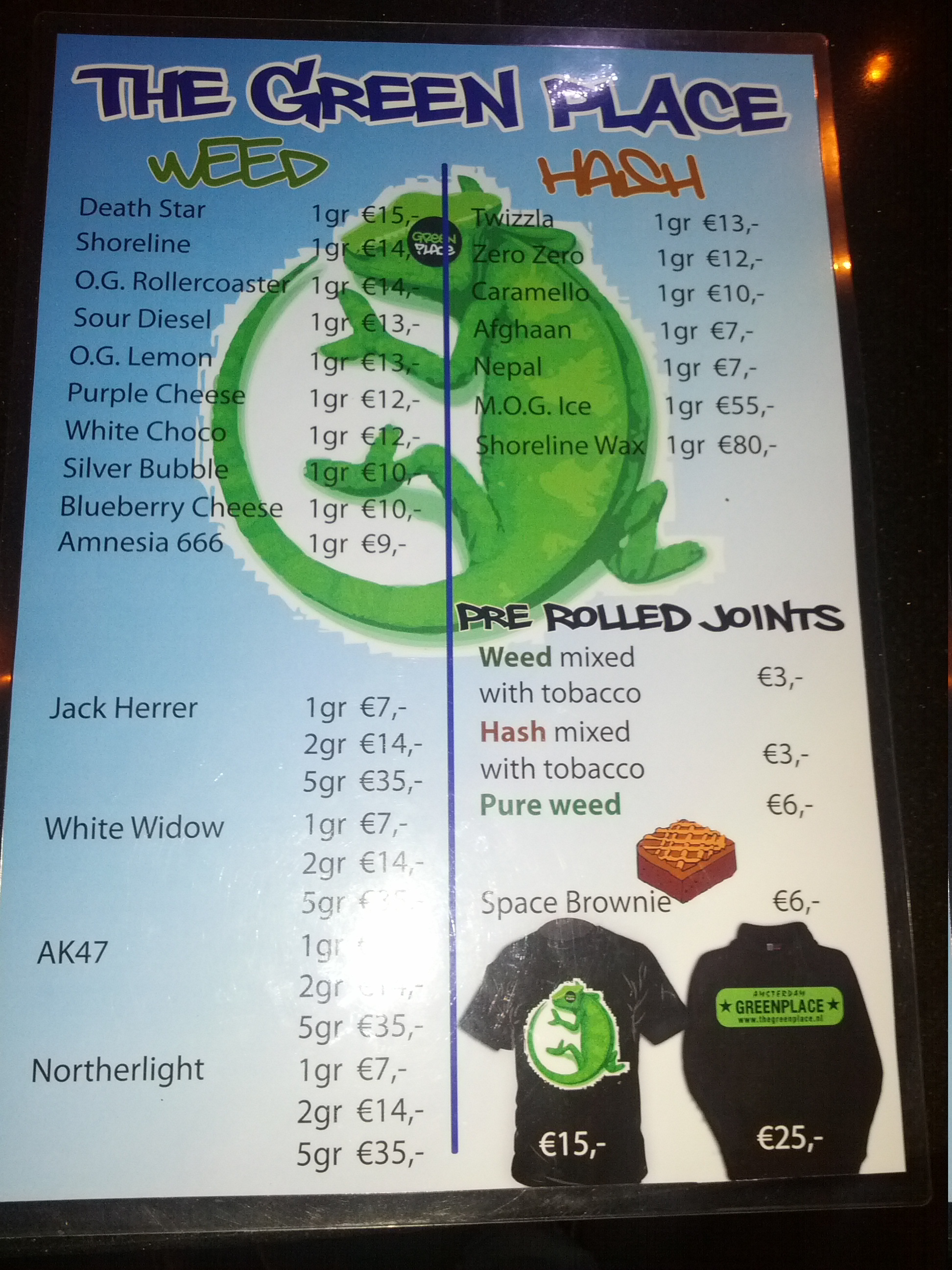 Green Place Menus archive - coffeeshopmenus.org
