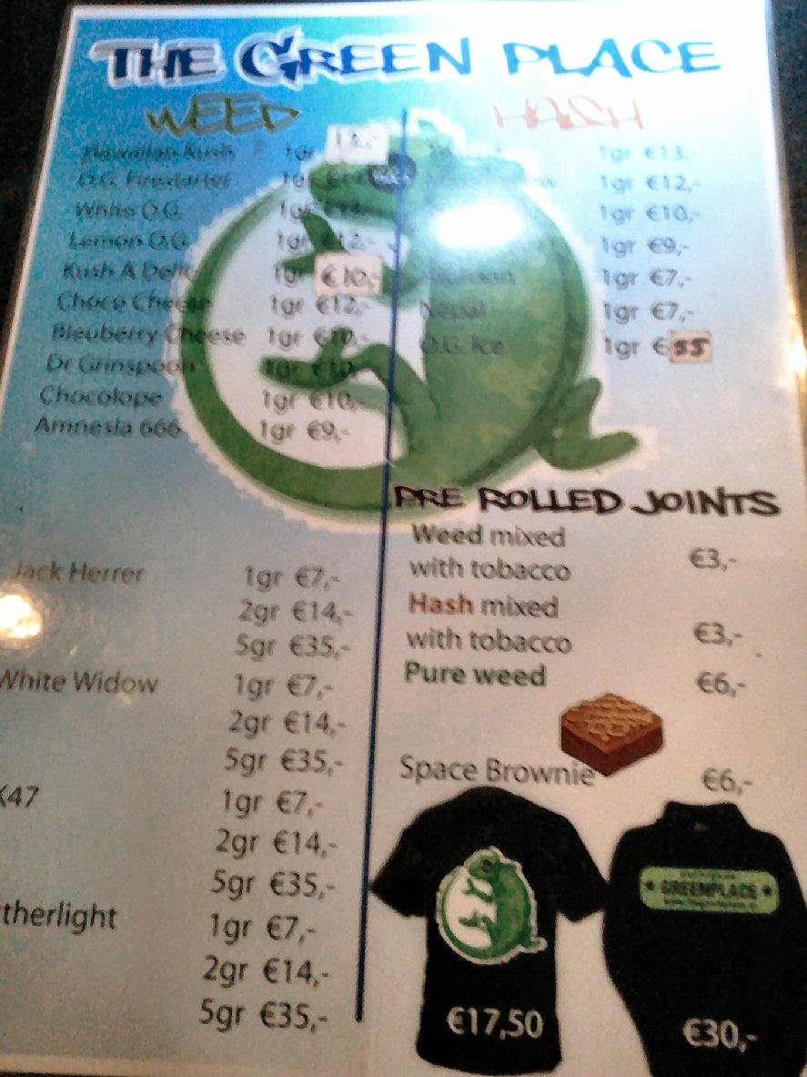 Green Place Menus archive - coffeeshopmenus.org