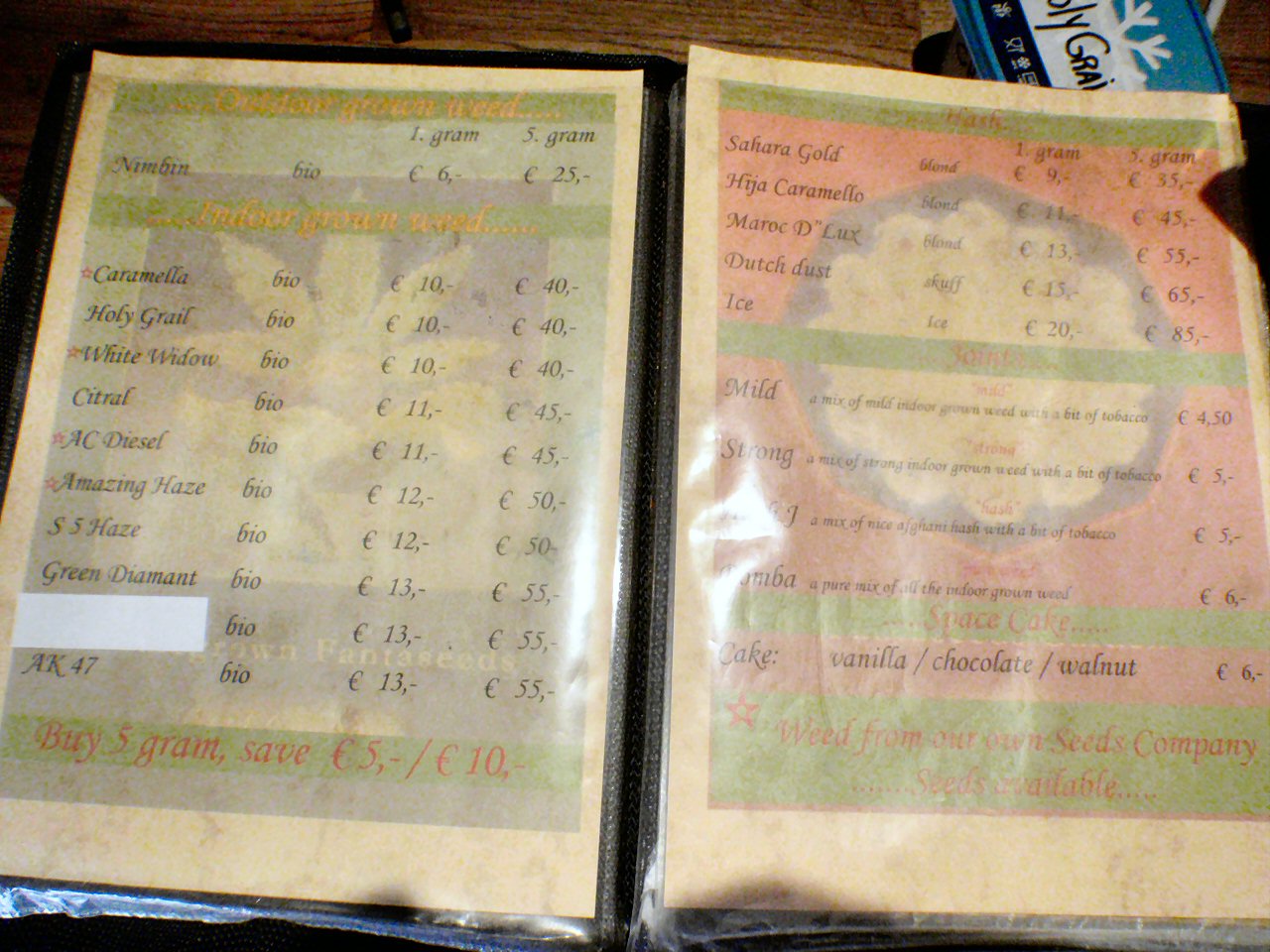 Homegrown Fantasy (menu) - Amsterdam Coffeeshop Directory