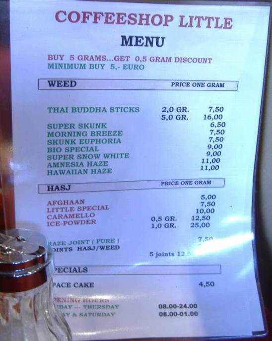 Little Menus archive - coffeeshopmenus.org