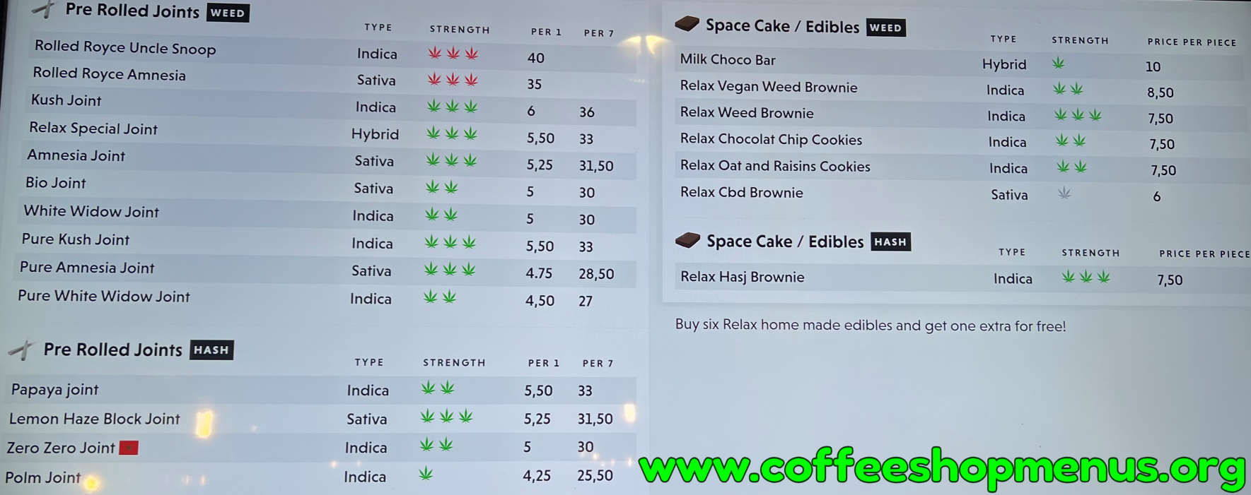 Relax Latest Menu - coffeeshopmenus.org