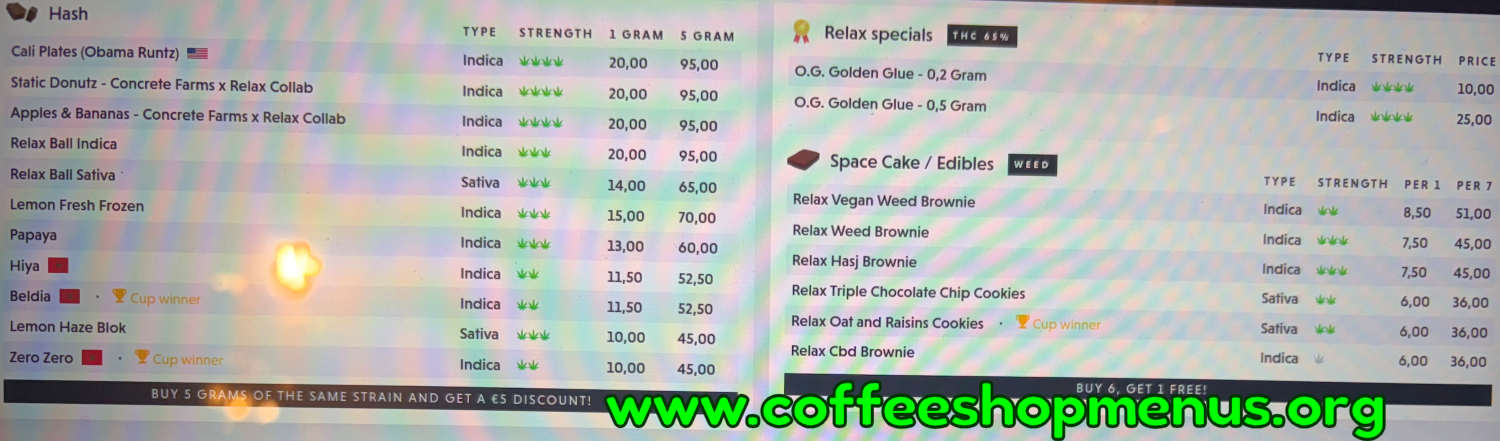 Relax Latest Menu - coffeeshopmenus.org